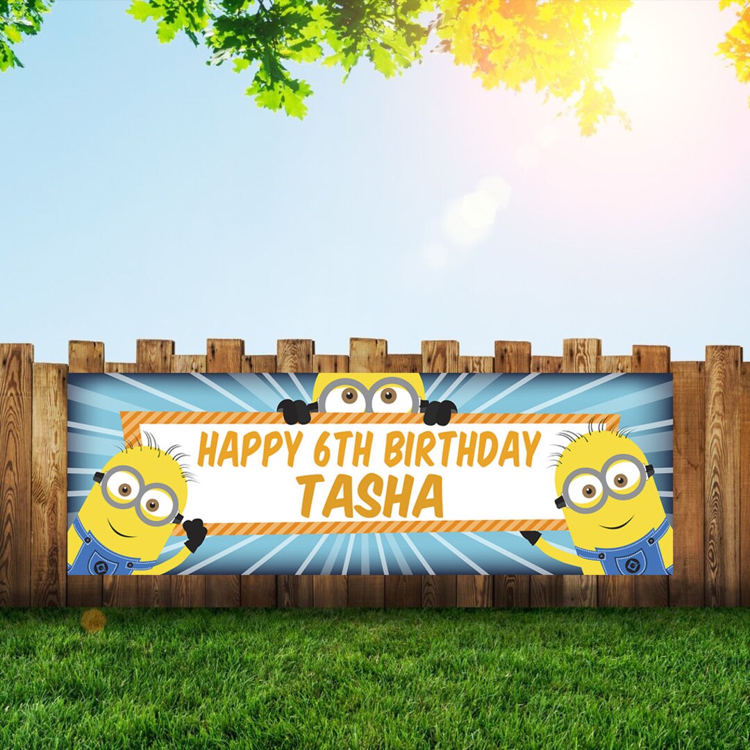 Large Minions Birthday Party Banner and Signs for Kids 6x2 With ...