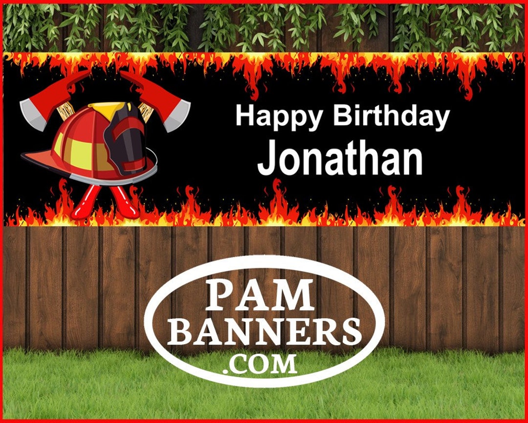 Large Firefighter Birthday Party Banner and Signs 6x2 With Grommets - Etsy