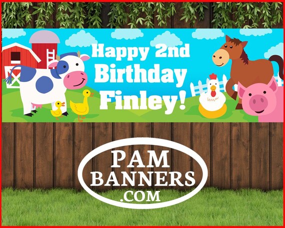 Barnyard Banner Farm Animals Sign Birthday Party Banner | Etsy