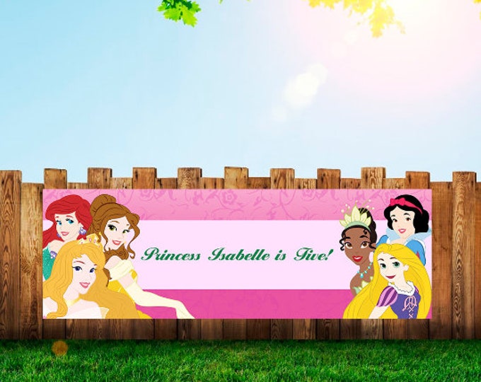 Rapunzel Banner Disney Princesses Theme Party Decor Princess Birthday ...