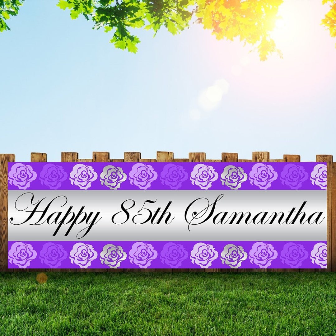Large Purple Flowers Party Banner and Signs 6x2 Grommets - Etsy
