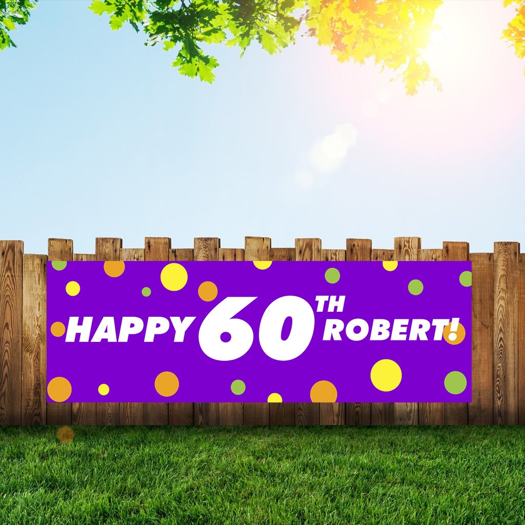 Large Color Dots 60th Birthday Banner and Signs for Old Adults | Etsy ...