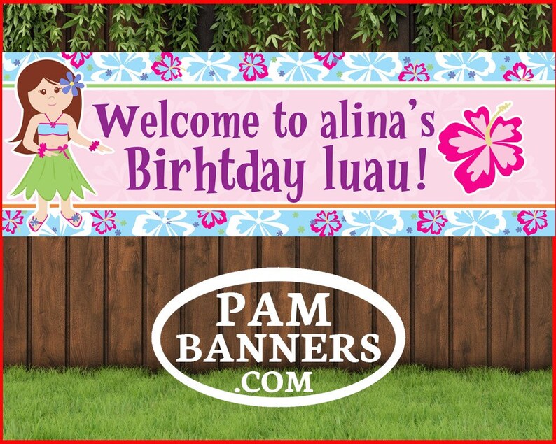 Large Hawaiian Hula Luau Birthday Banner and Signs 6x2 With | Etsy