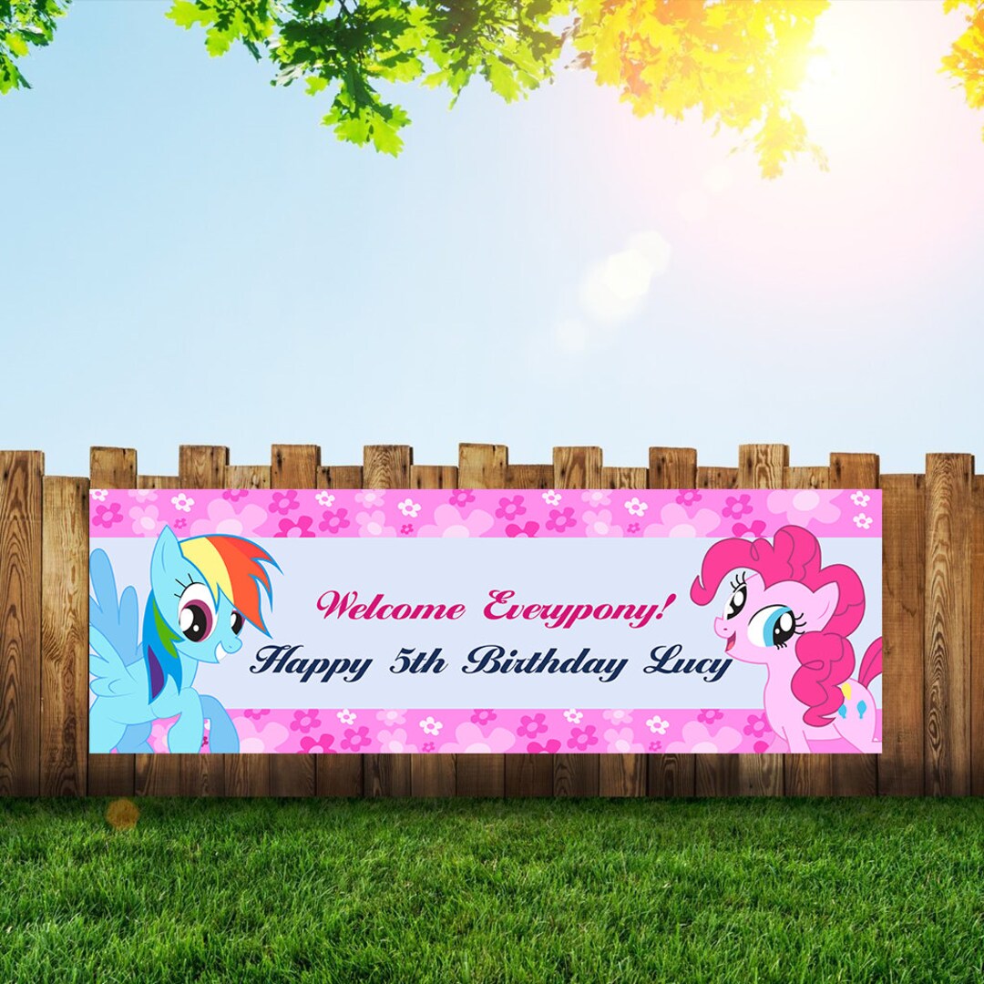 Large My Little Pony Birthday Party Banner and Signs for Kids 6x2 With ...