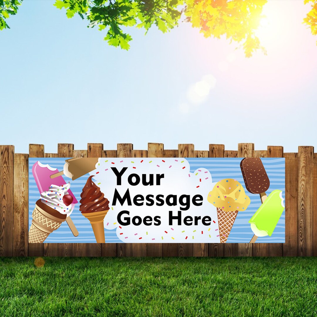 Ice Cream Party Banner Icecream Lovers Happy Birthday Ice Cream Banner ...