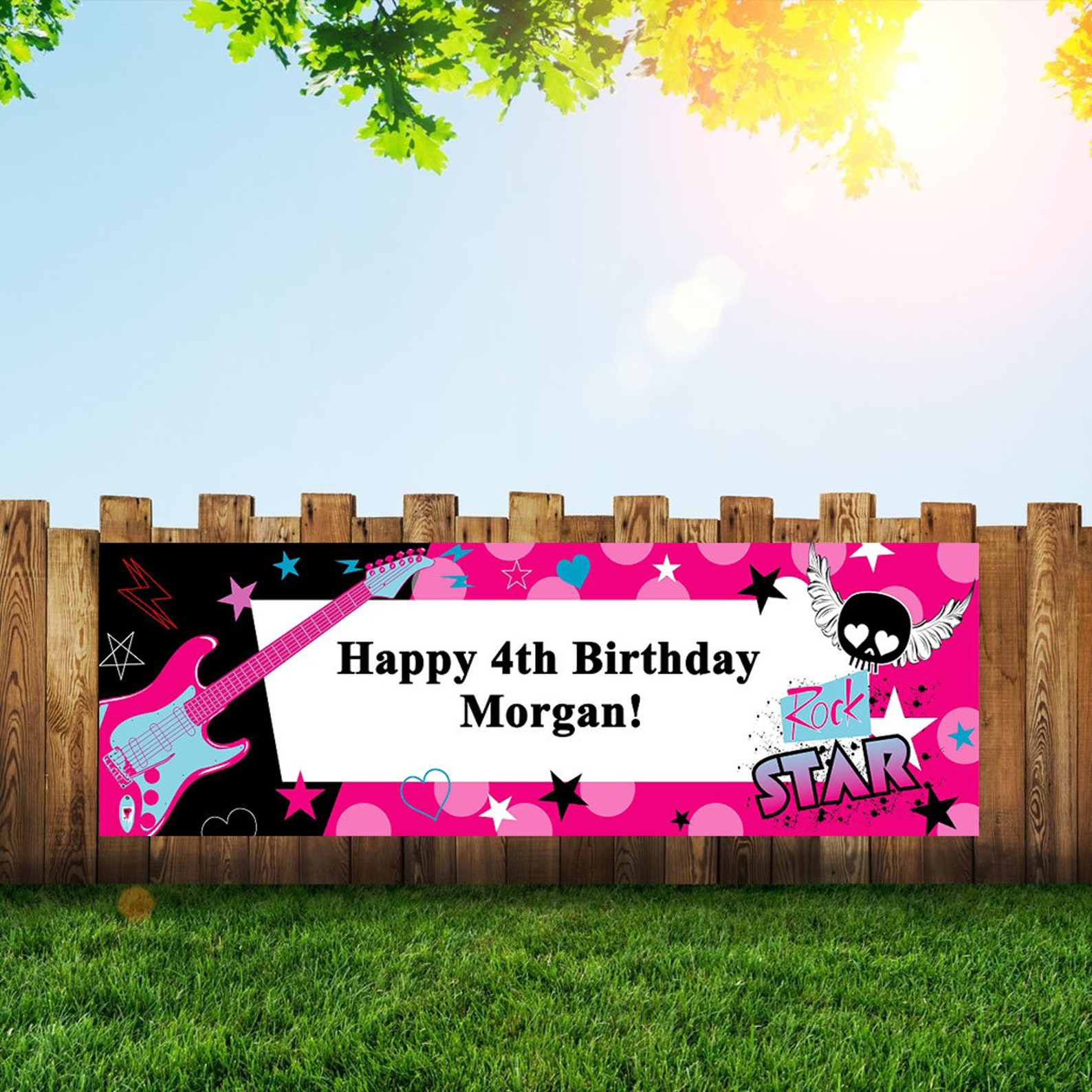 Large Rockstar Birthday Party Banner Banner and Signs for - Etsy