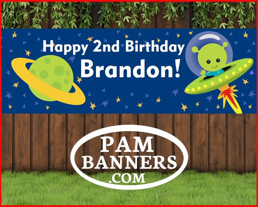 Large UFO Alien Birthday Banner and Signs 6x2 with Grommets | Etsy