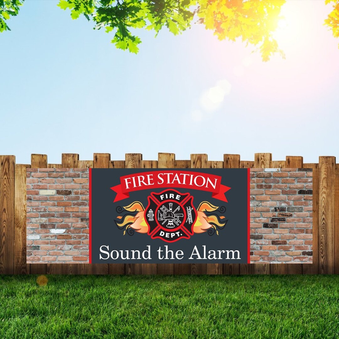 Large Fireman Sound the Alarm Birthday Banner and Signs 6x2 With ...