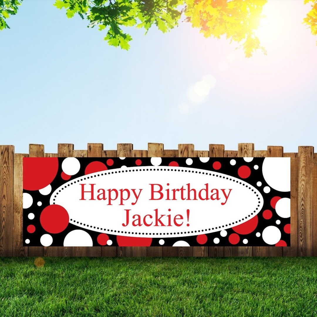 Red Polka Dot Banner Happy Birthday Banners Party Banner Personalized ...
