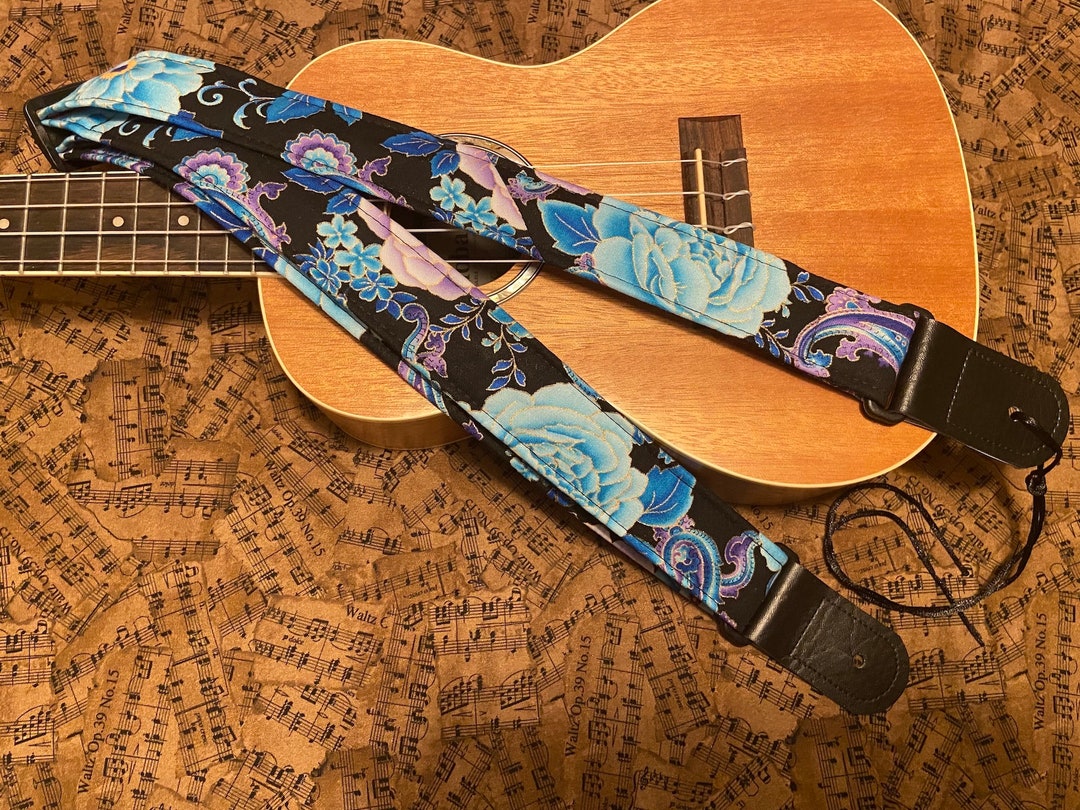 Blue Paisley Floral Ukelele Strap Ukelele Handmade Ukulele Banjolele ...