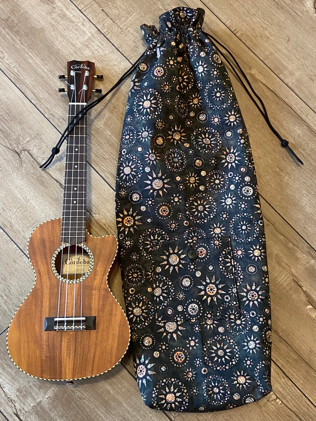Quilted Ukulele Bag Soprano Concert or Tenor, Batik Sunburst Handmade ...