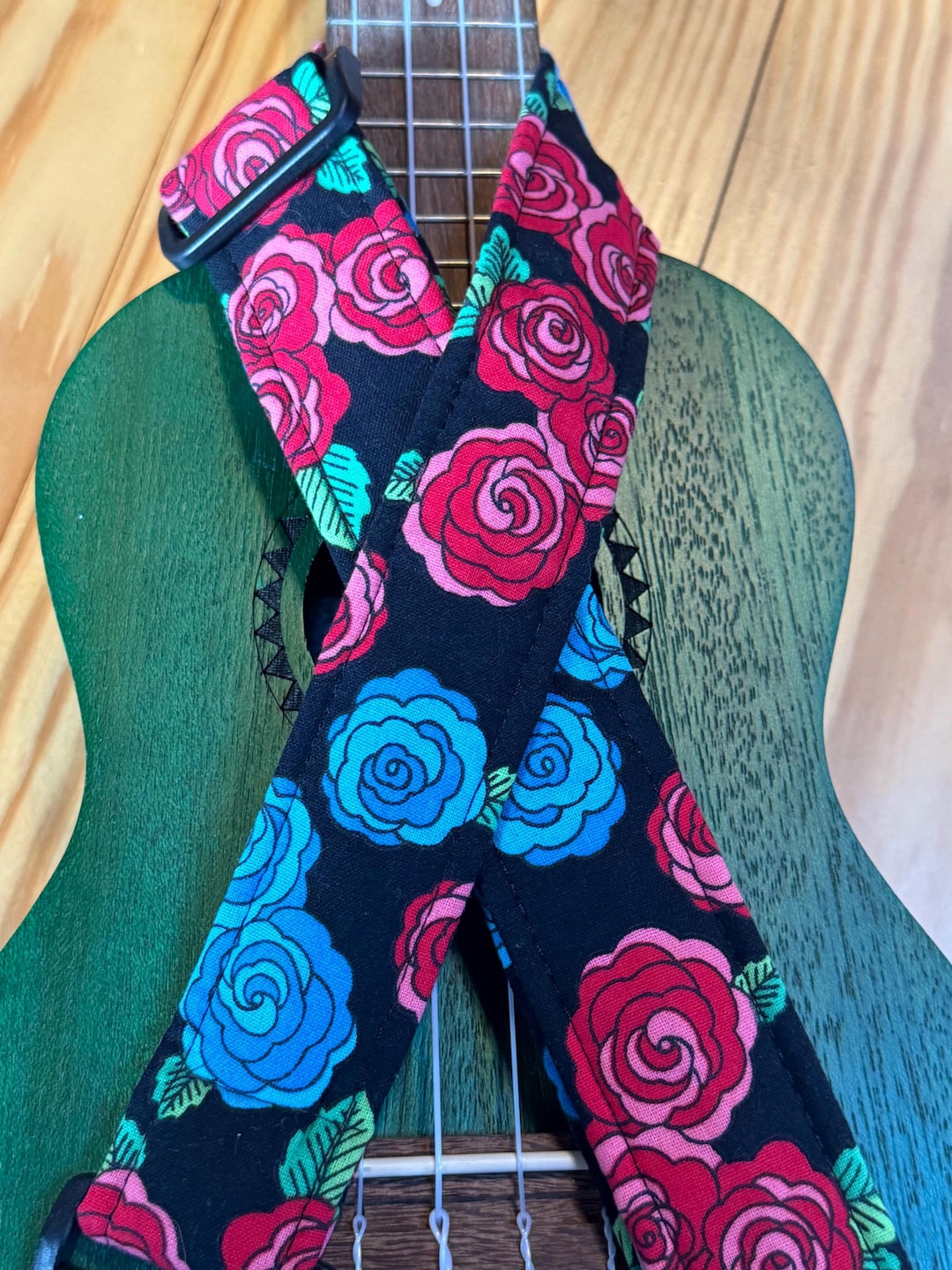 Frida's Blue and Red Roses Ukulele Strap Ukulele Ukelele Strap Ukelele ...