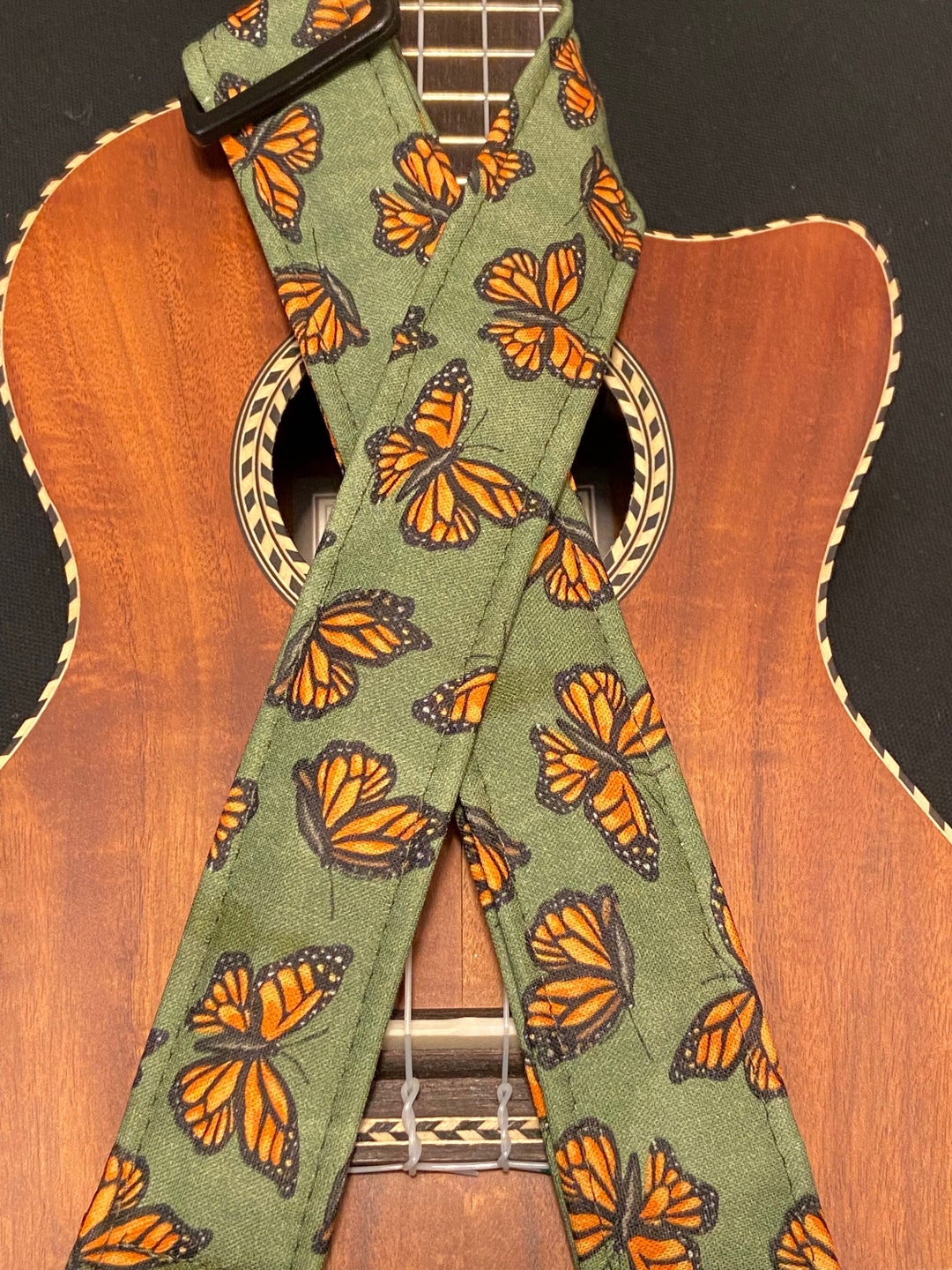 Monarch Butterfly Quilted Ukulele Strap: Quilted Cotton, Vegan Leather ...