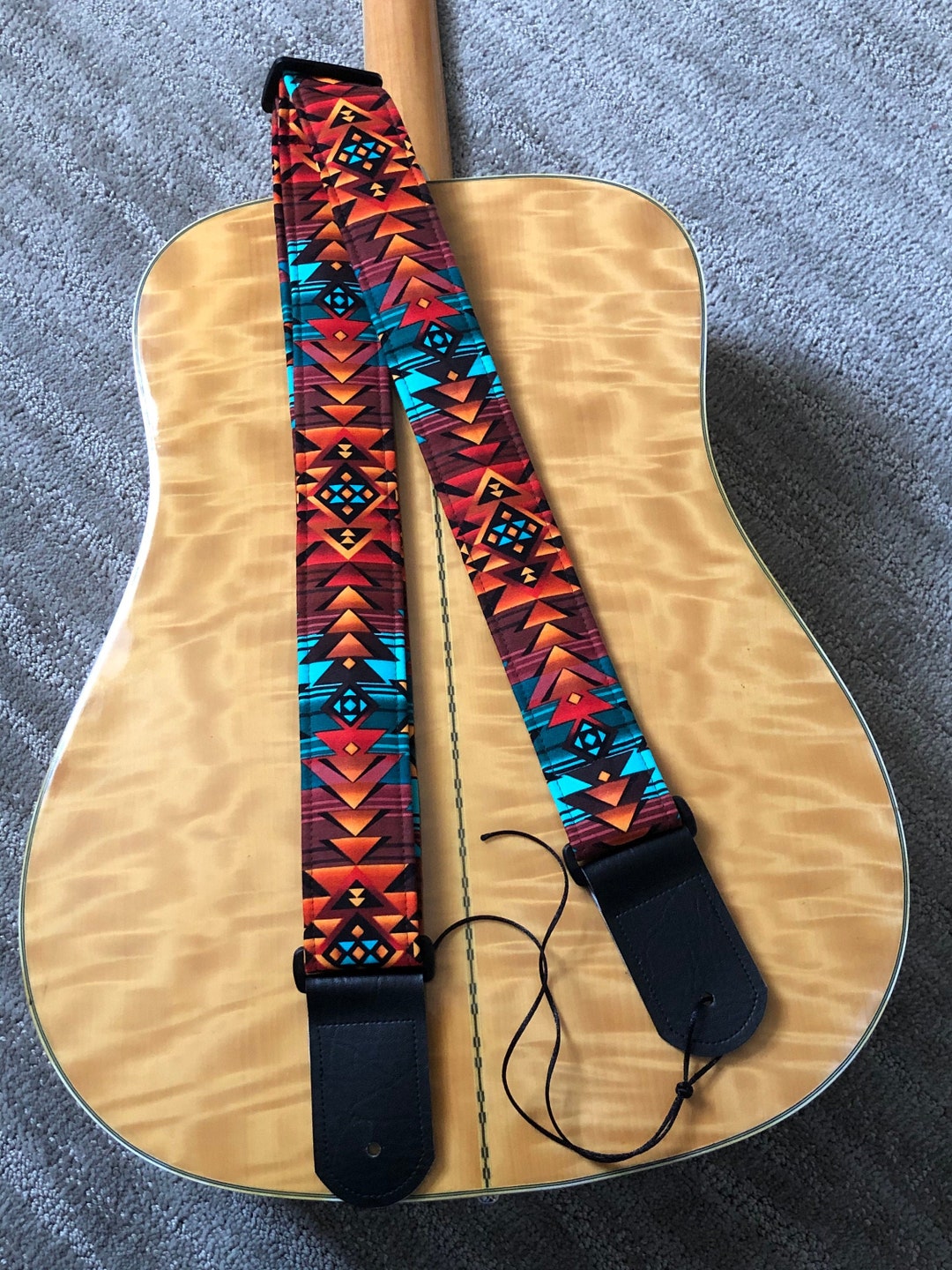Guitar Strap, Quilted Guitar Strap Handmade Guitar Strap Custom Vegan ...