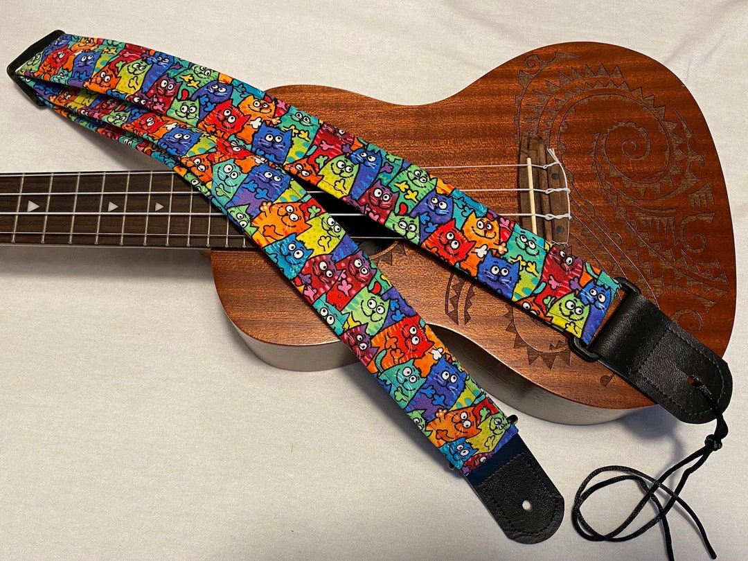 Kitty Strum Ukulele Strap: Handmade Vegan Leather Banjolele Strap - Etsy