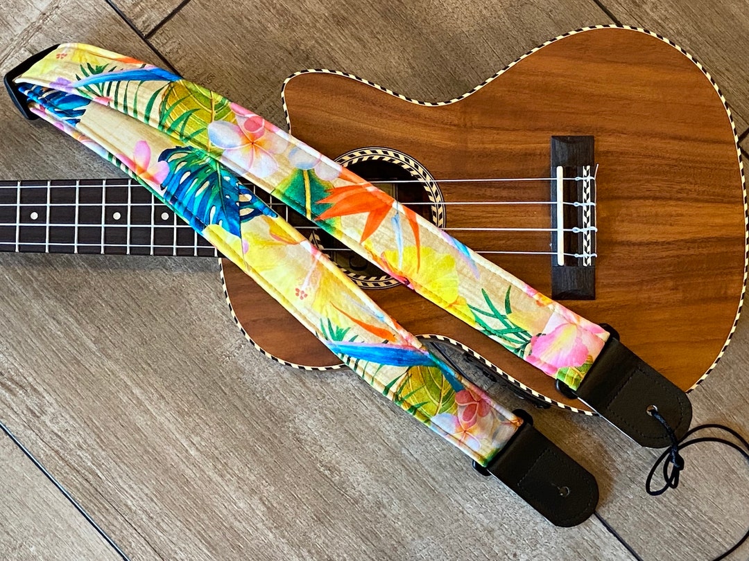 Bird of Paradise Ukulele Strap: Handmade Vegan Leather Banjolele Strap ...