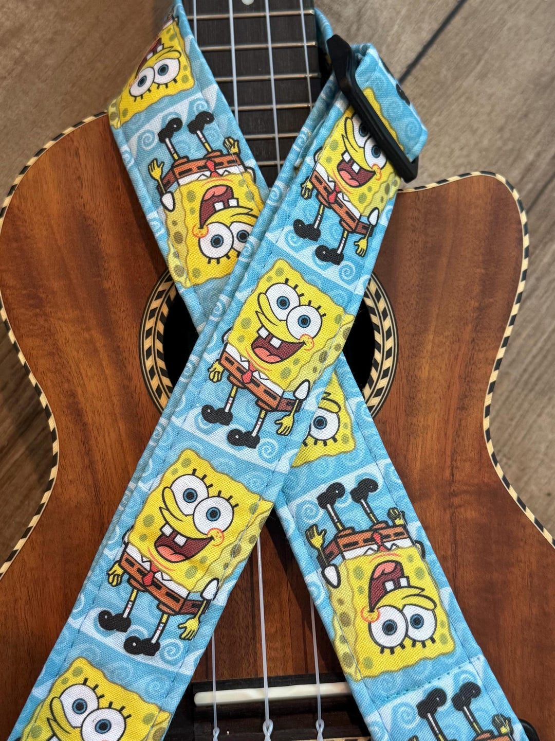 Spongebob Blue or Yellow Handmade Quilted Ukulele Strap: Vegan Leather ...