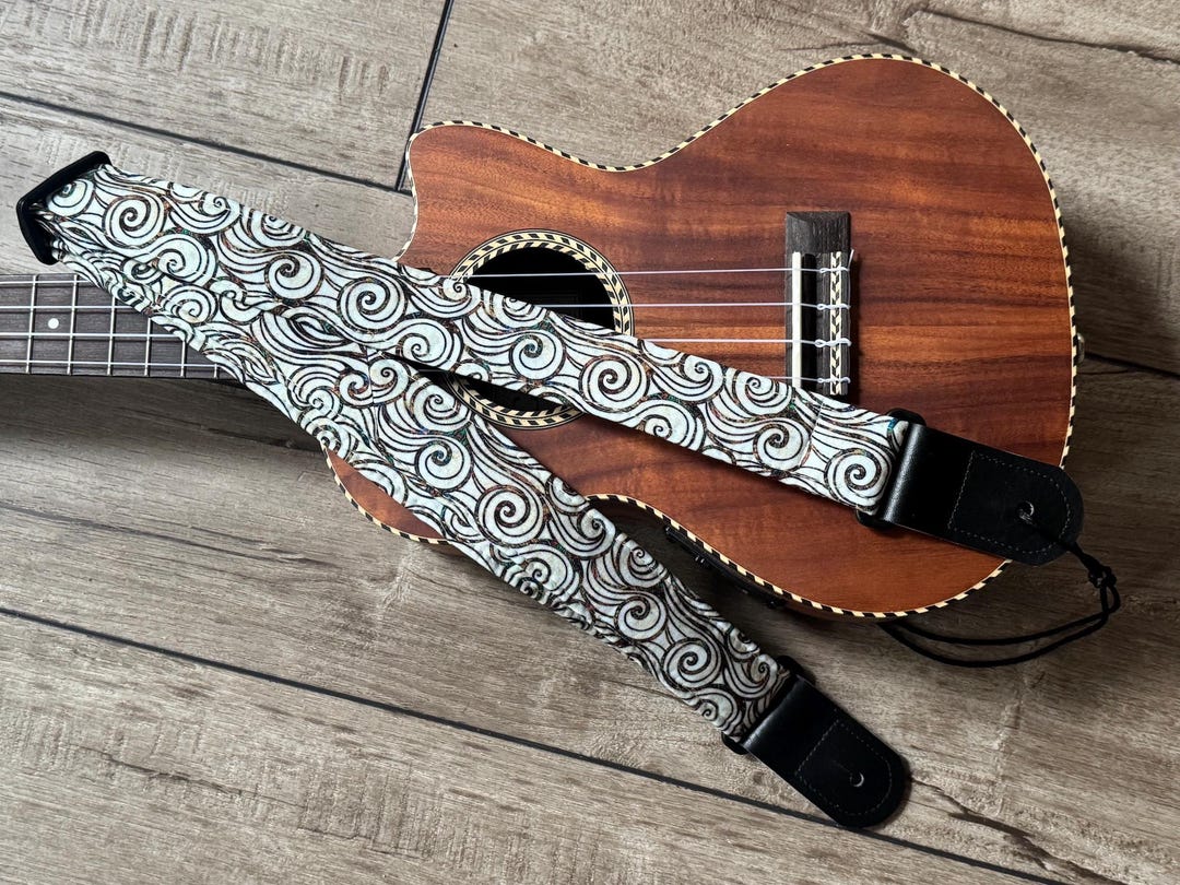 Ivory Swirls Ukulele Strap: Handmade Quilted Cotton Uke Strap - Etsy