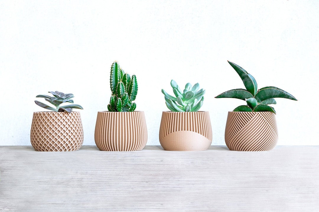 Beautiful Set of 4 Plant Pot | Succulent Planter Set | Wood Plant Pot ...