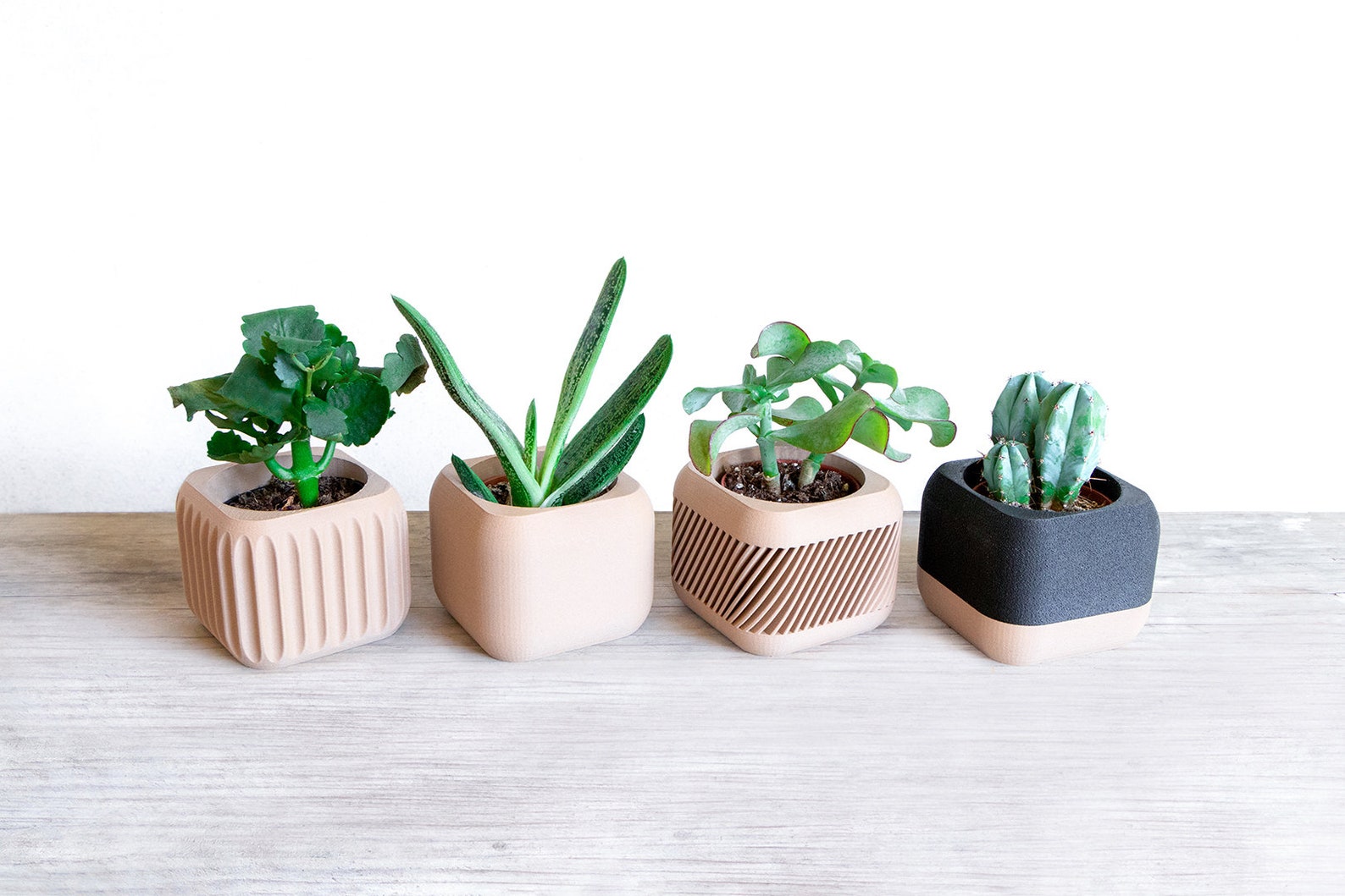 Beautiful Set of 4 Plant Pot | Succulent Planter Set | Wood Plant Pot ...
