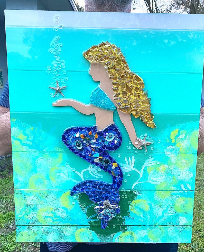 Mermaid Outdoor Indoor Art Large Left Profile - Etsy