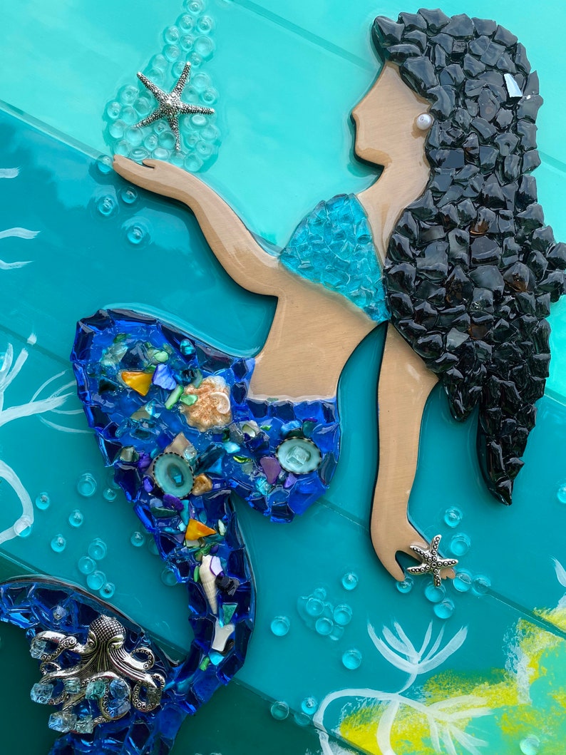 Mermaid Outdoor Indoor Art Large Left Profile - Etsy