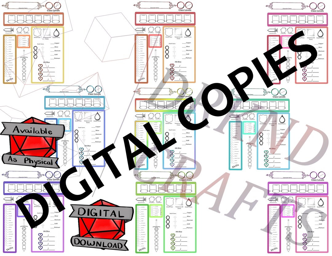 DIGITAL D&D Character Sheets, Dungeons and Dragons Gift, Last Minute ...