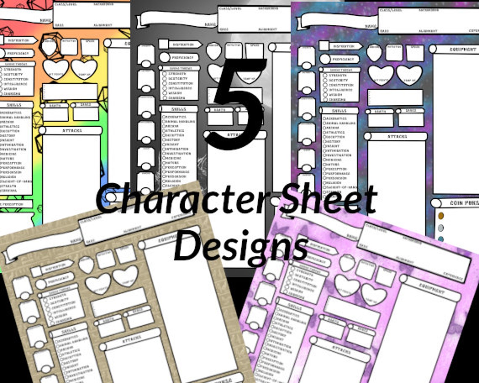 Pack 1 of D&D Character Sheets for Dungeons and Dragons 5e - Etsy Canada