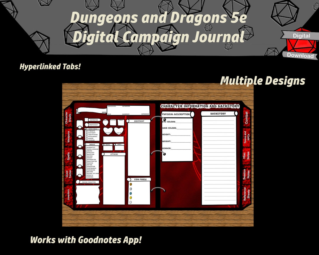 Dungeons and Dragons Digital Journal Goodnotes R Dragon Deluxe, Dnd ...