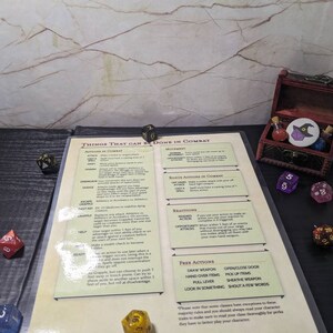 D&D Things You Can Do in Combat Reference Sheet, Dungeons and Dragons ...
