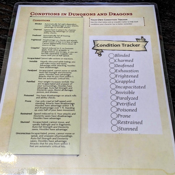 D&d Quick Reference Sheets - Etsy