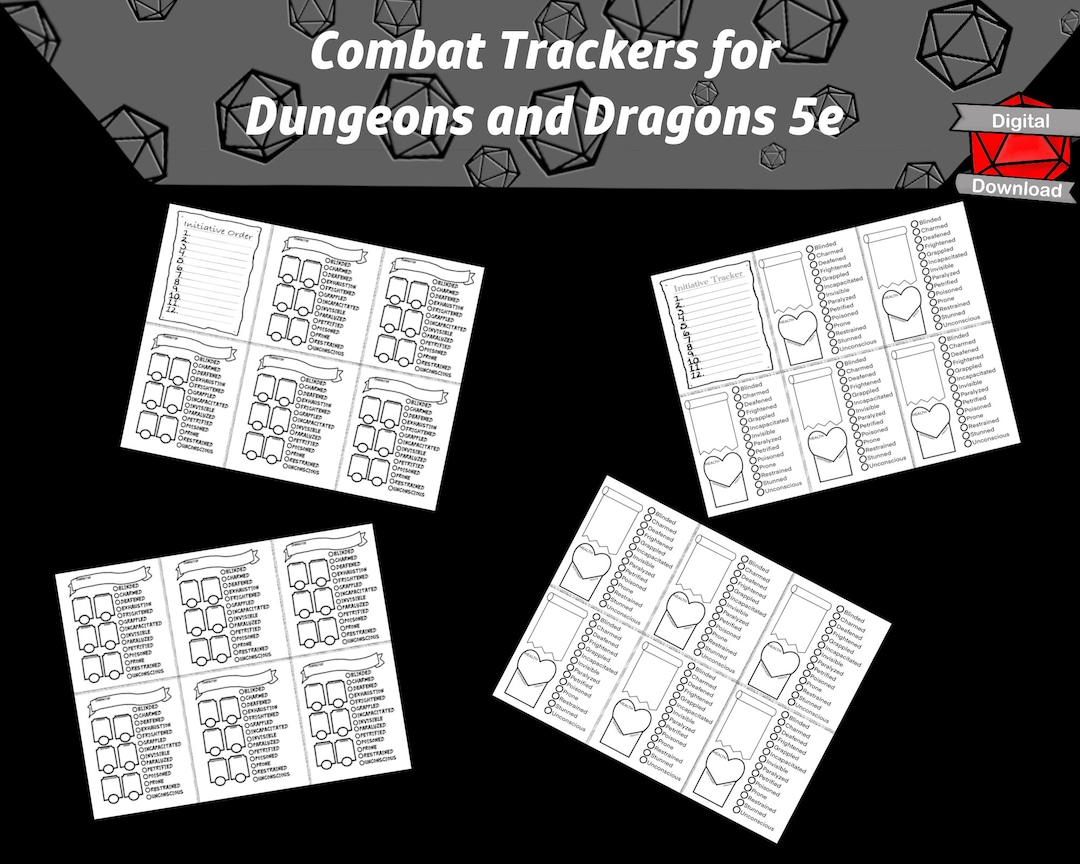 D&D Combat Trackers Package for Dungeon Masters and Dnd Players ...