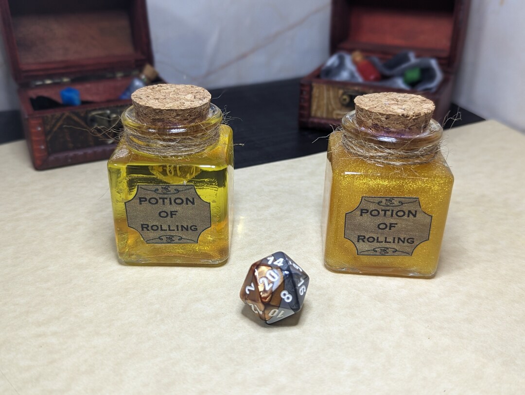 D&D Potion of Rolling Golden Yellow, Magic Potion Dice Roller, Dungeons ...