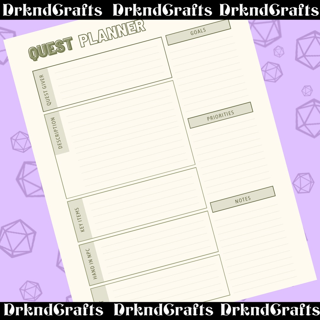 Dungeons and Dragons Planner for Dnd Sessions, Dnd Quest Planner for ...