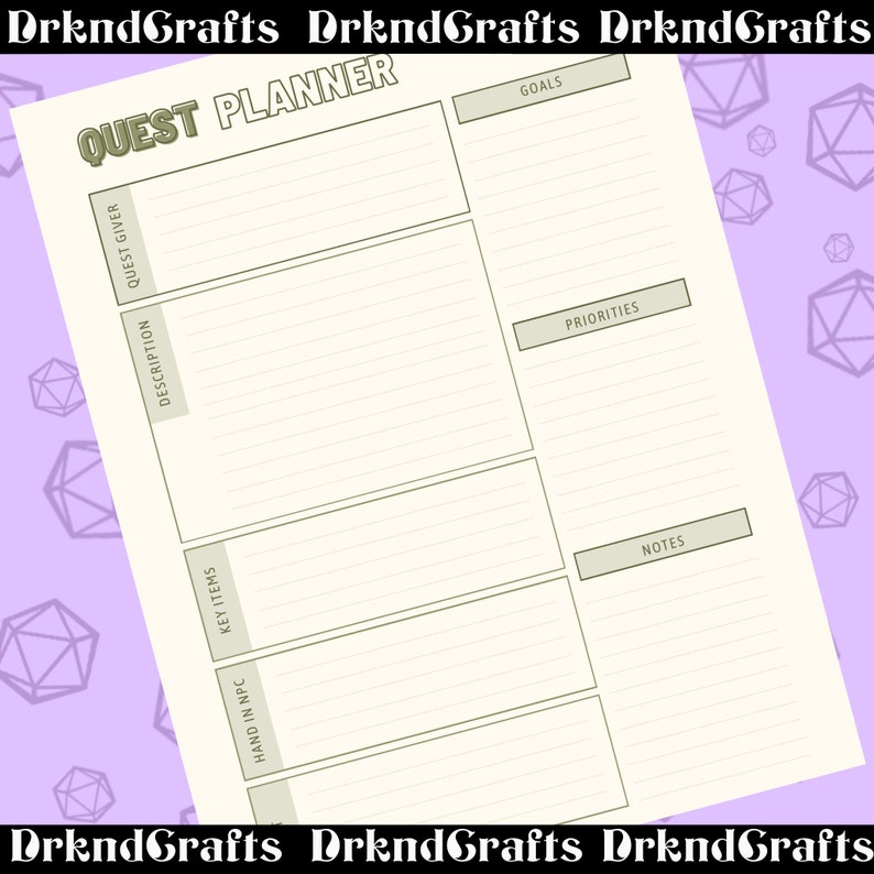 Dungeons and Dragons Planner for Dnd Sessions, Dnd Quest Planner for ...