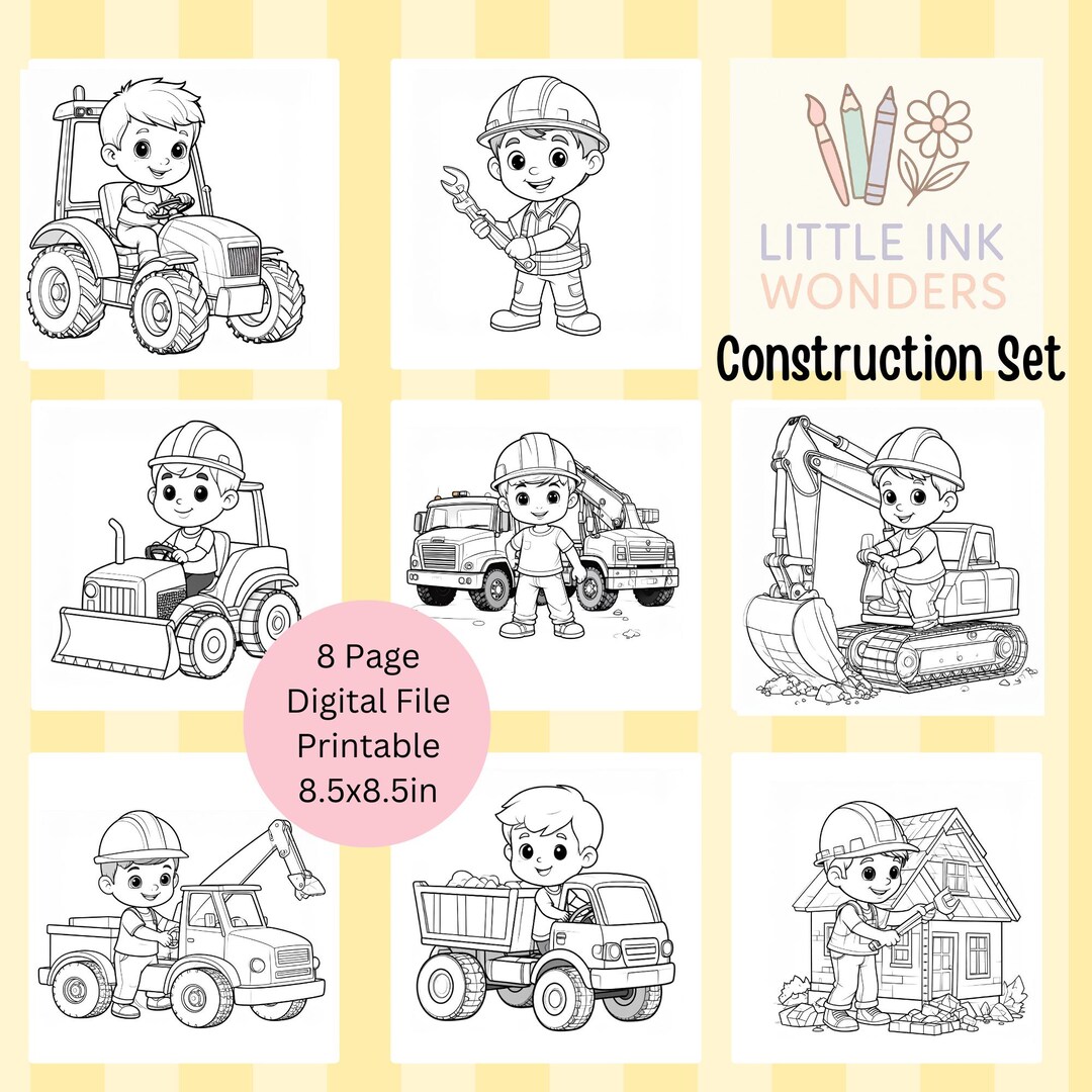 Construction Colouring Pages for Kids | Printable Trucks, Diggers ...
