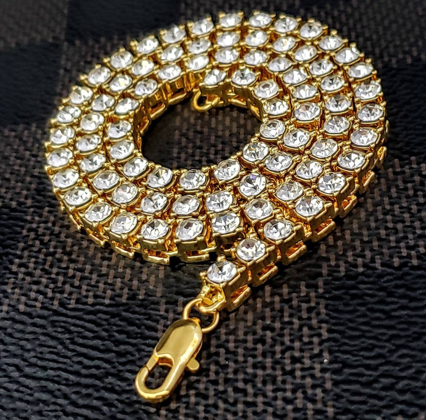 18K Gold Plated 5mm CZ Diamond Tennis Link Chain - Etsy