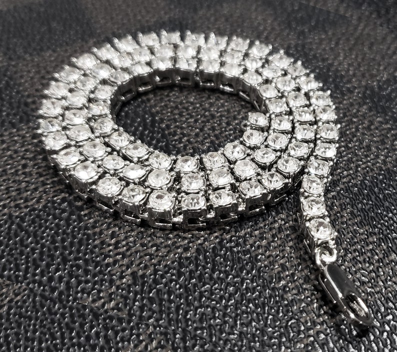 Silver 5mm CZ Diamond Tennis Link Chain - Etsy UK