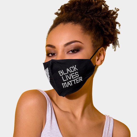 Iced Black Lives Matter Rhinestone Face Mask Washable | Etsy