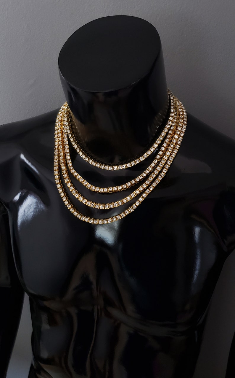 18K Gold Plated 5mm CZ Diamond Tennis Link Chain - Etsy