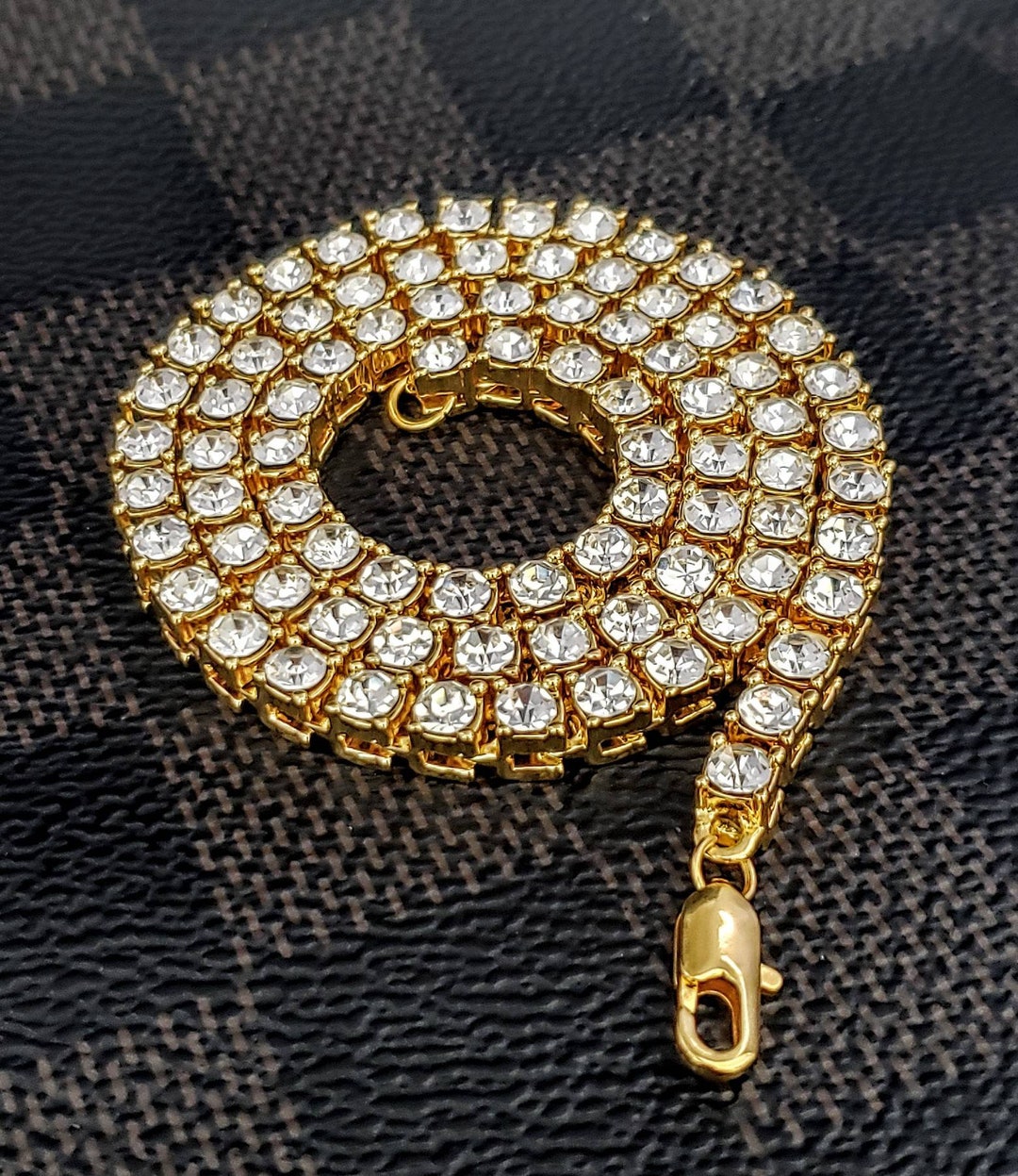18K Gold Plated 5mm CZ Diamond Tennis Link Chain - Etsy