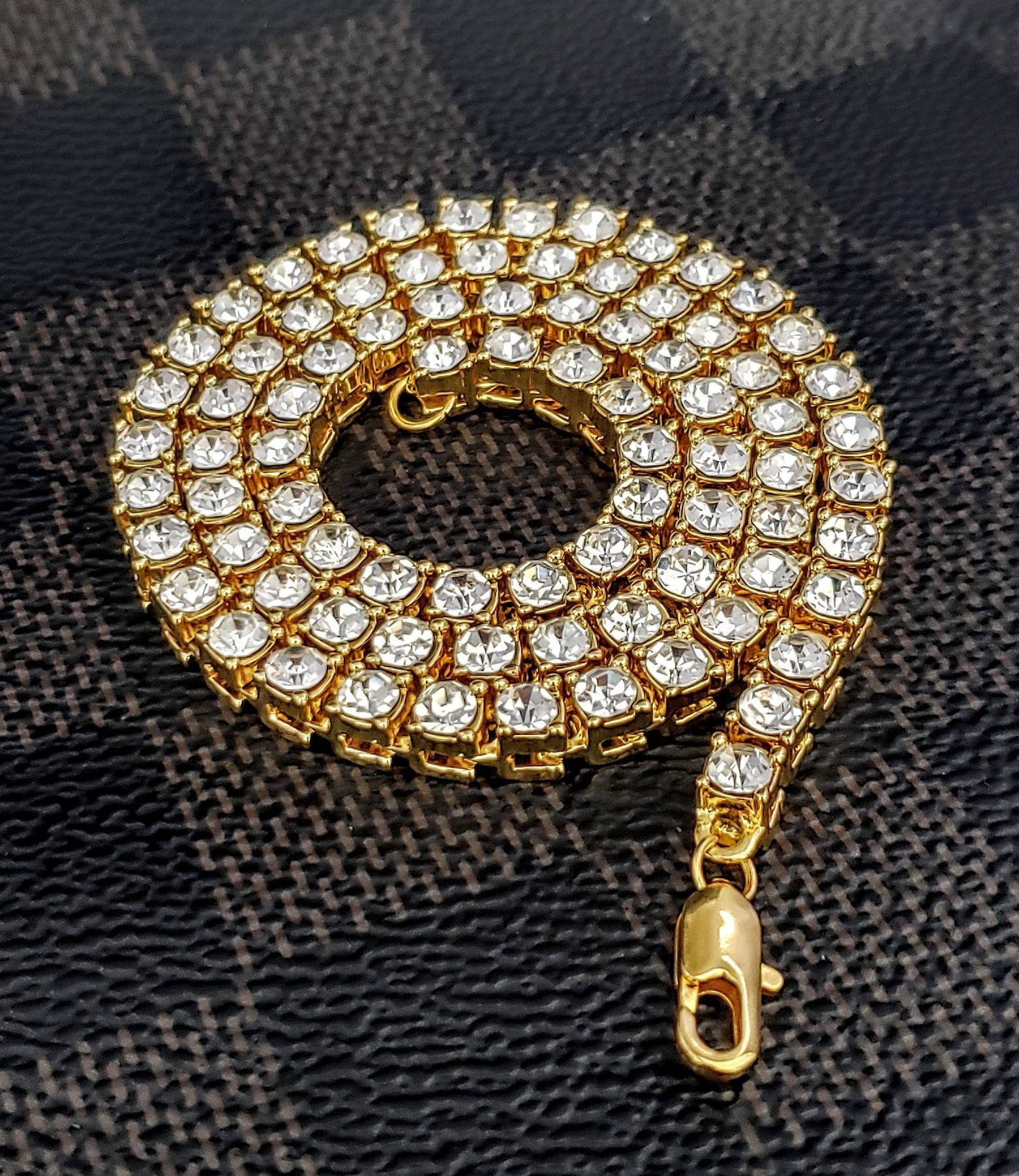 18K Gold Plated 5mm CZ Diamond Tennis Link Chain - Etsy
