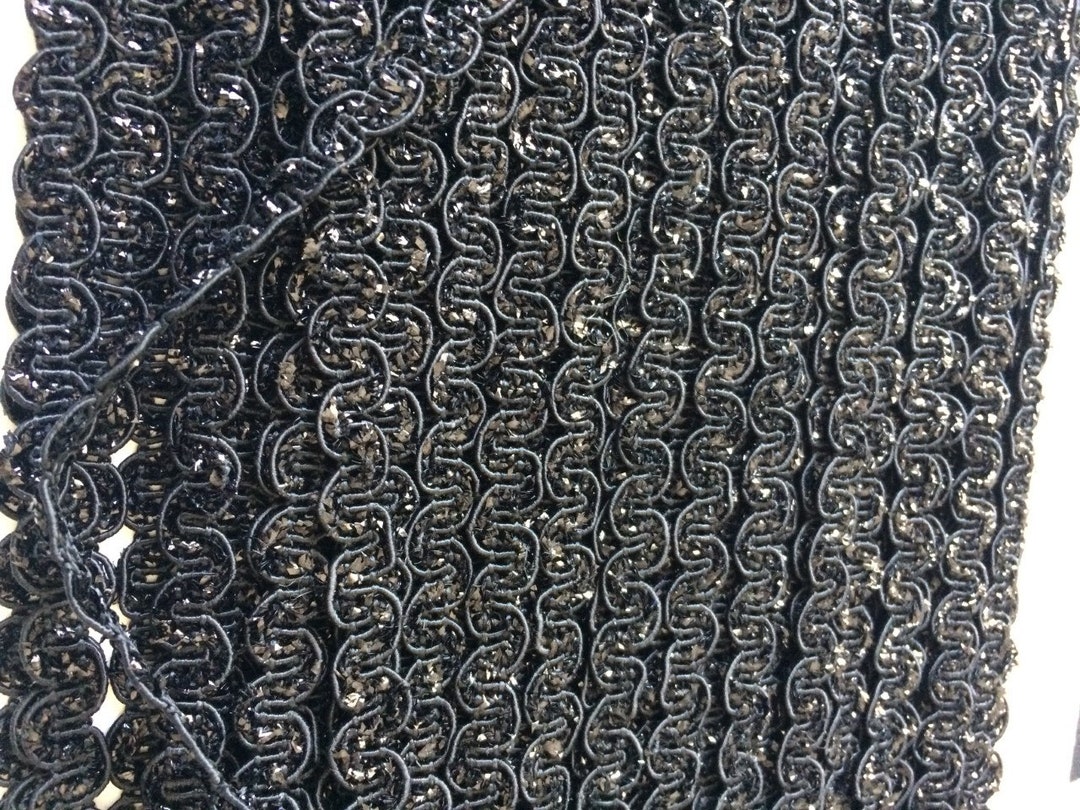 1/4 6mm Black Sparkly Scalloped Braid X 3 Yds UK STOCK - Etsy