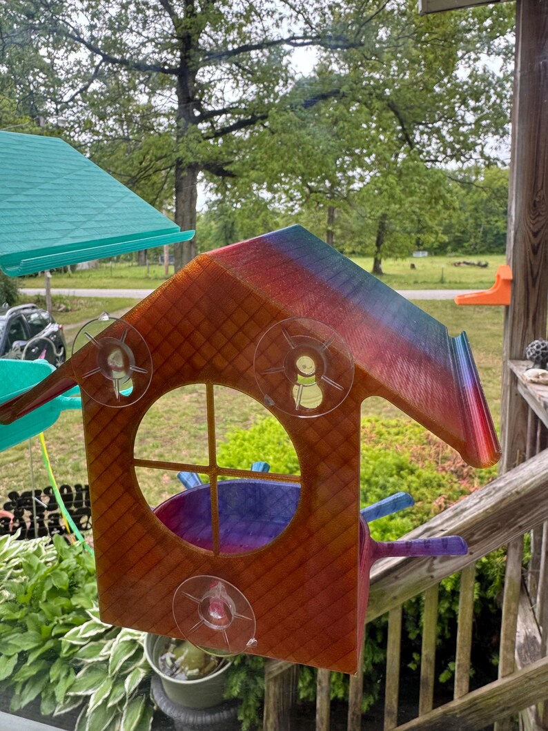 Custom 3d-printed Window Bird Feeders – Colorful Suction Cup Design ...