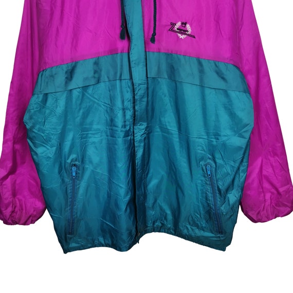 80s vintage nylon rain jacket L block color lined - Gem