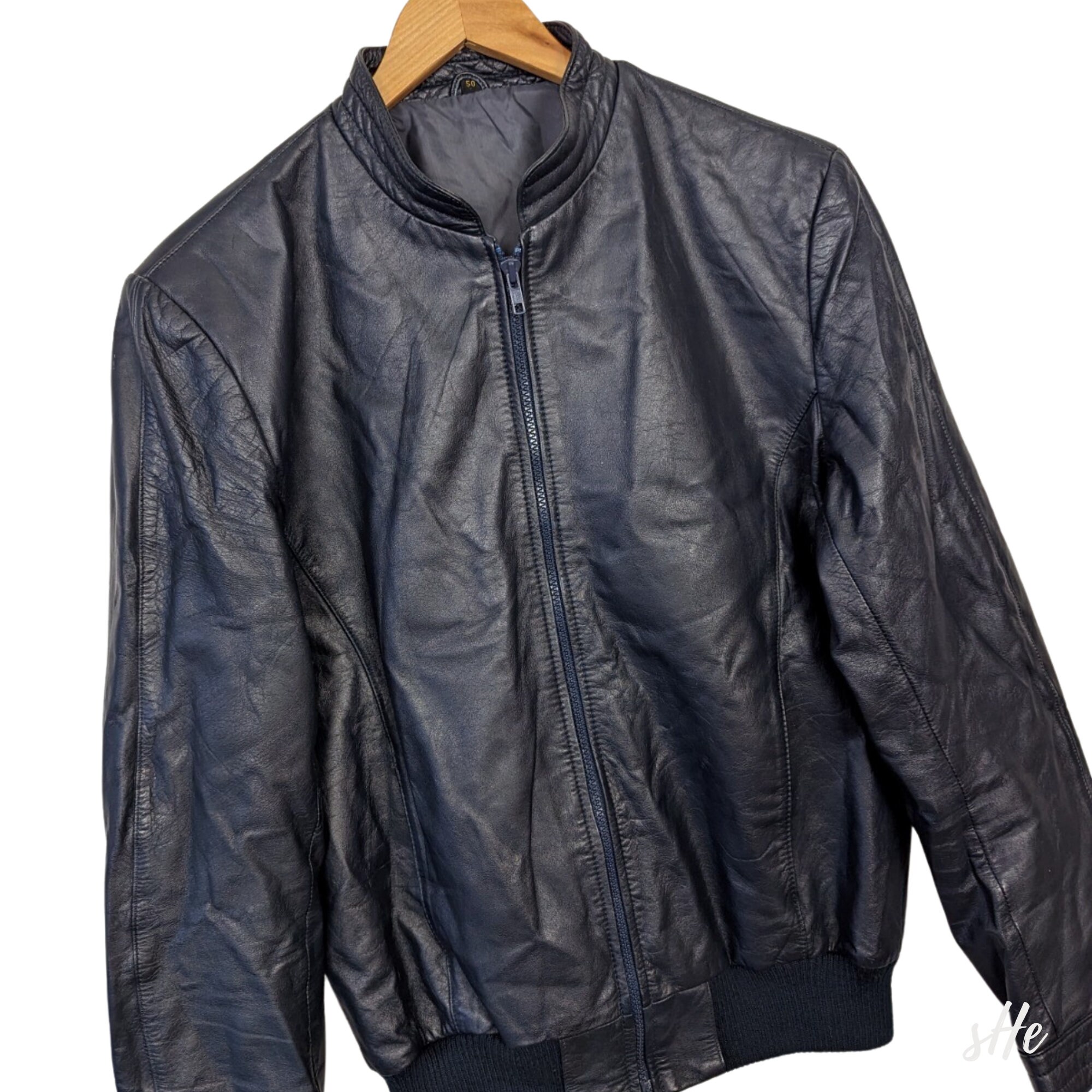 60s/ 70s Leather Jacket M Men Blue - Etsy
