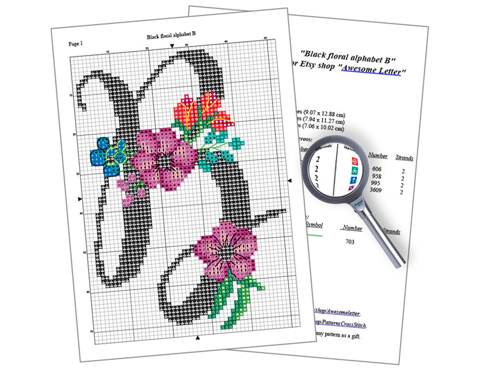 Letter Y of Black Floral Monogram Cross Stitch Pattern | Etsy