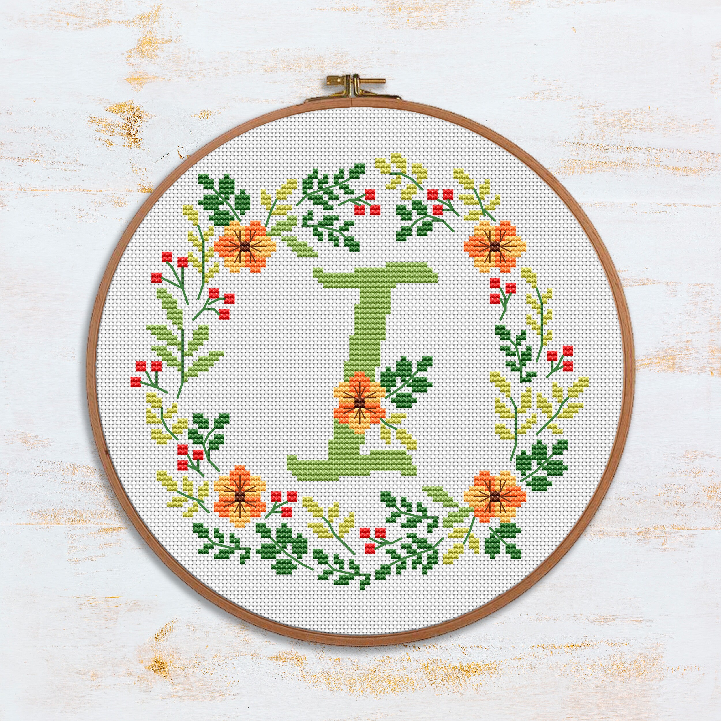 Botanical Monogram I Spring Grass Alphabet Cross Stitch - Etsy