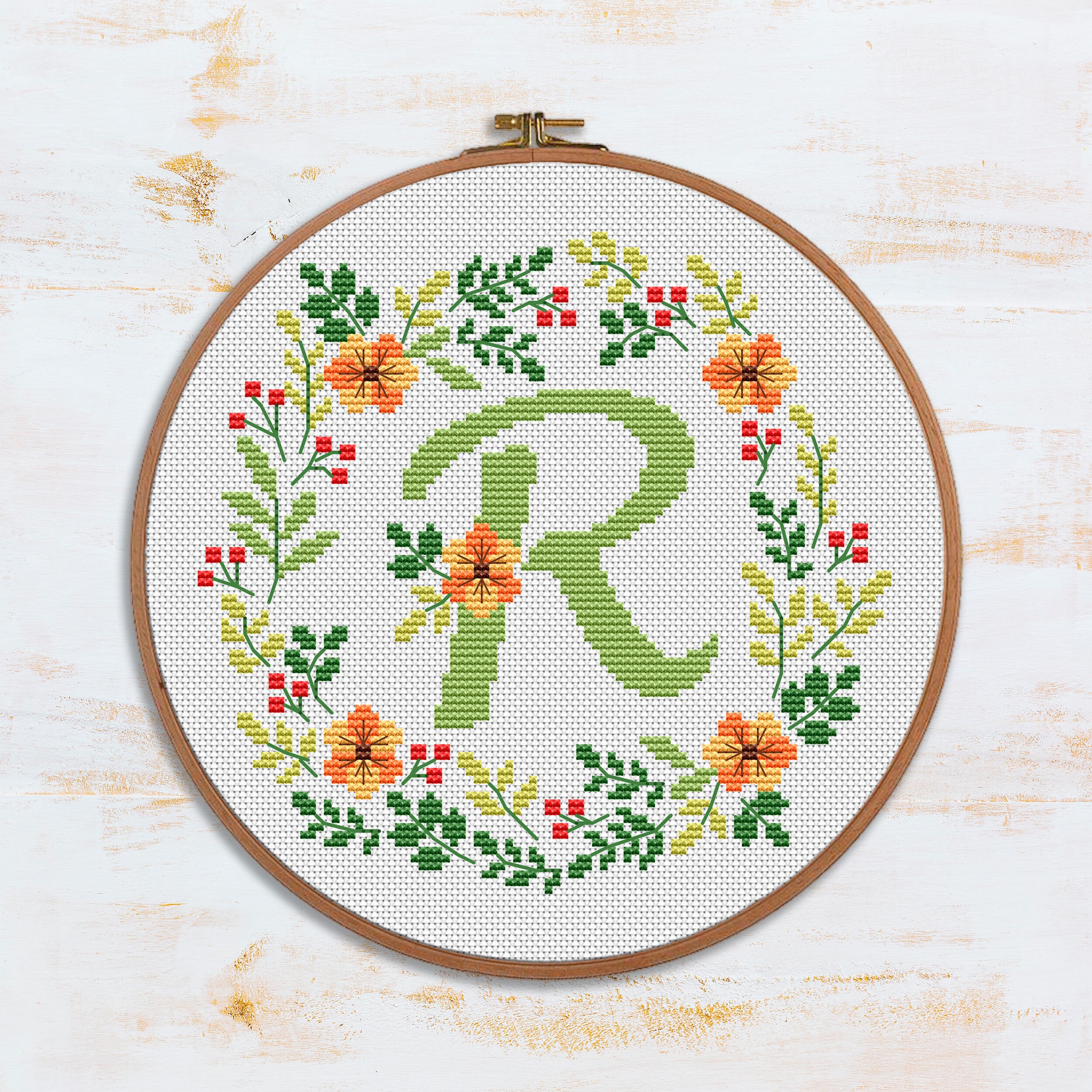 Monogram R of Spring Grass Alphabet Cross Stitch Pattern - Etsy Canada