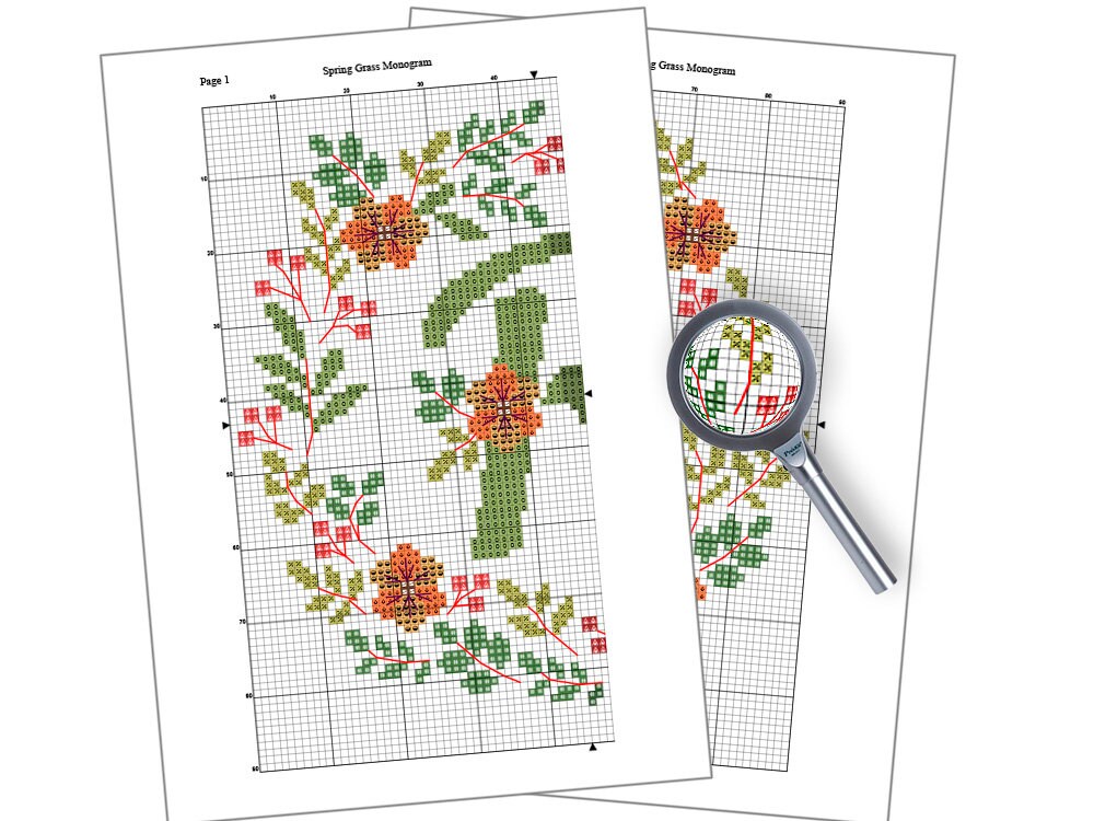 Monogram R of Spring Grass Alphabet Cross Stitch Pattern - Etsy Canada